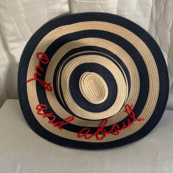 kate spade | Accessories | Kate Spade New York Navy Blue Striped Raffia ...